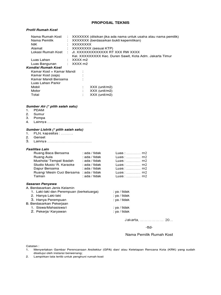 Proposal Teknis Rumah Kost | PDF