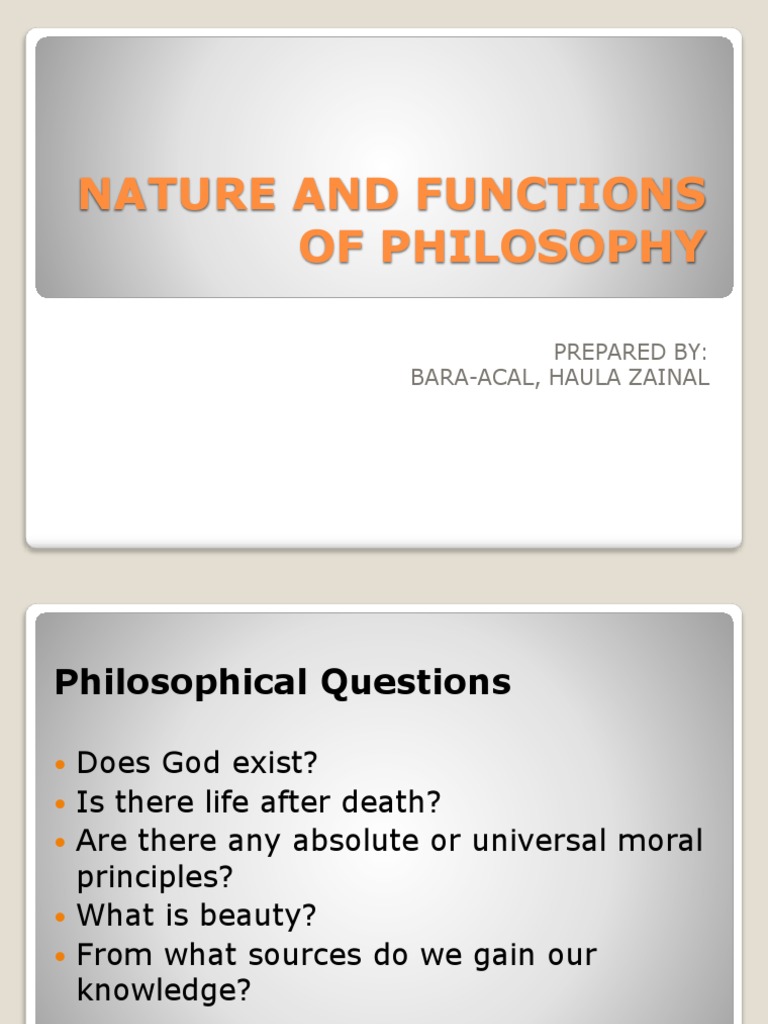 Nature and Functions of Philosophy | PDF