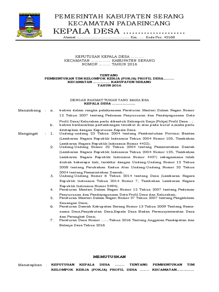 SK Kades Pokja Profil | PDF