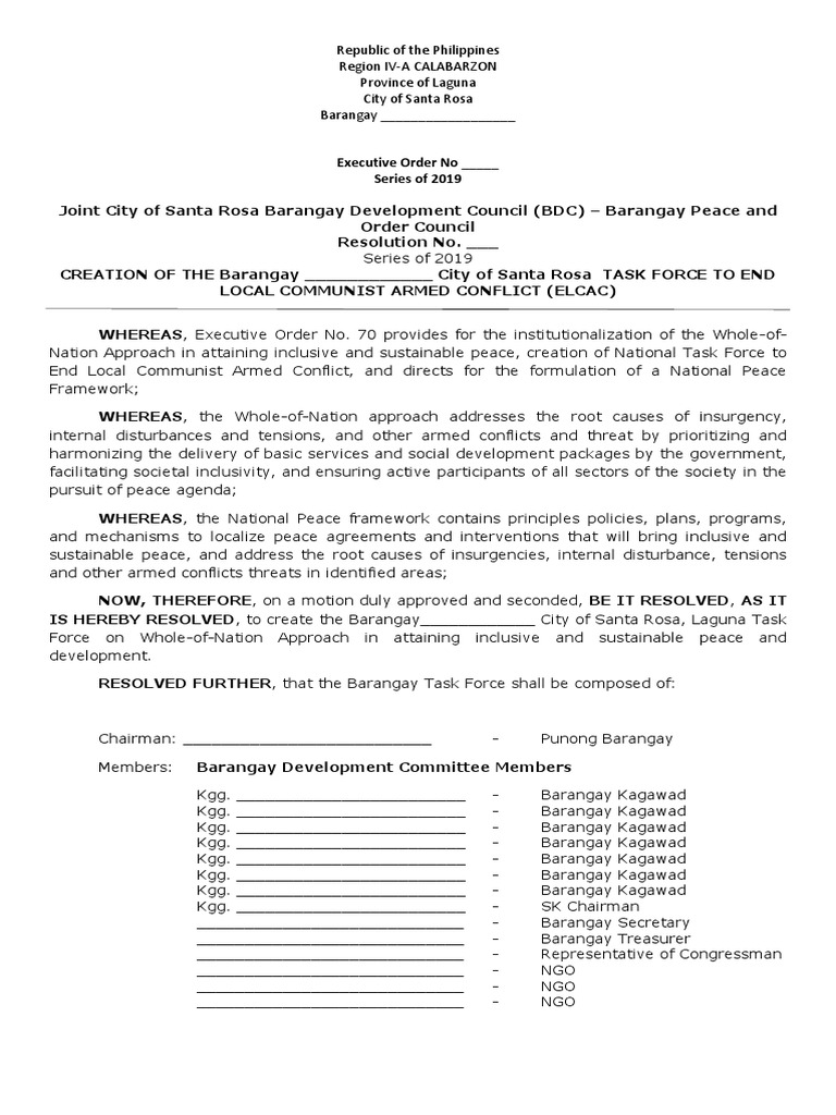 Resolution Elcac Creation Editable | PDF | Peace | Insurgency