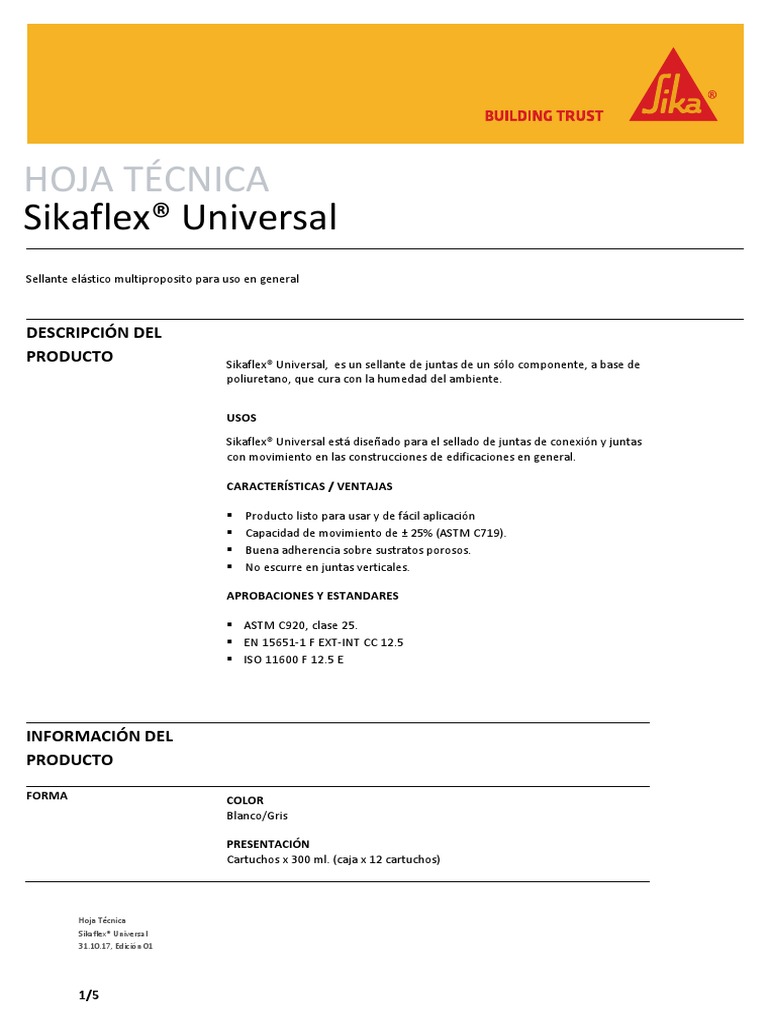 Sikaflex Universal | PDF | Química | Materiales