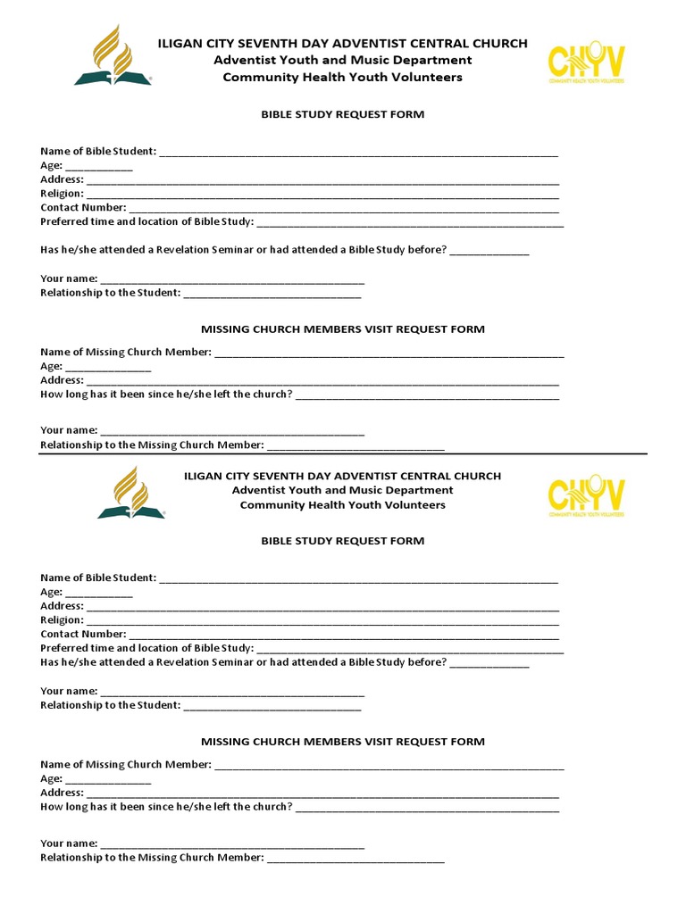 Bs Request | PDF | Seventh Day Adventist Church | Religious Organizations