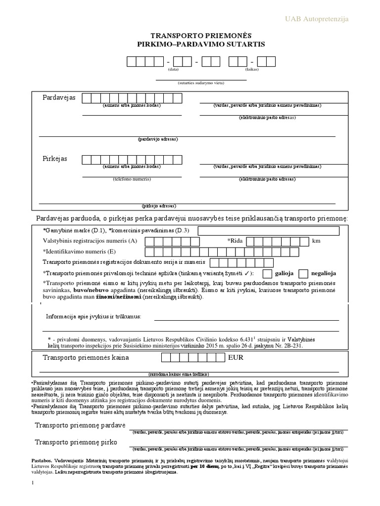 Pirkimo Pardavimo Sutartis Pdf