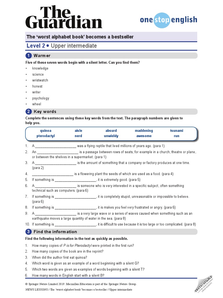 One Stop English Guardian Article Lesson Plan | PDF | Semiotics ...