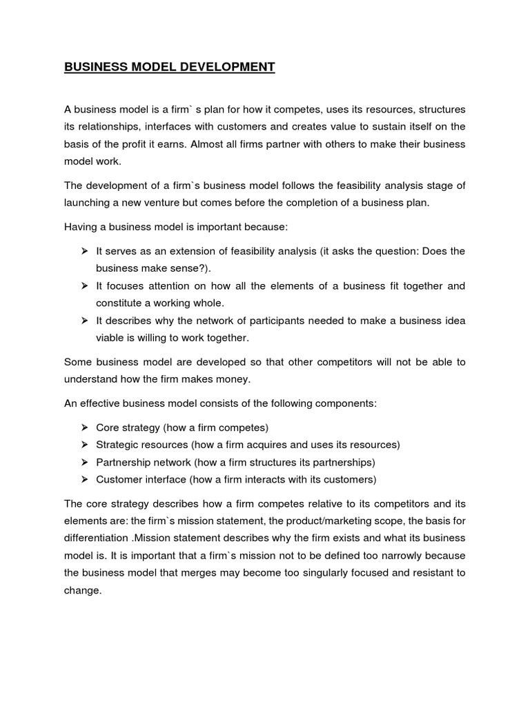 Business Model Development | PDF | Business Model | Strategic Management