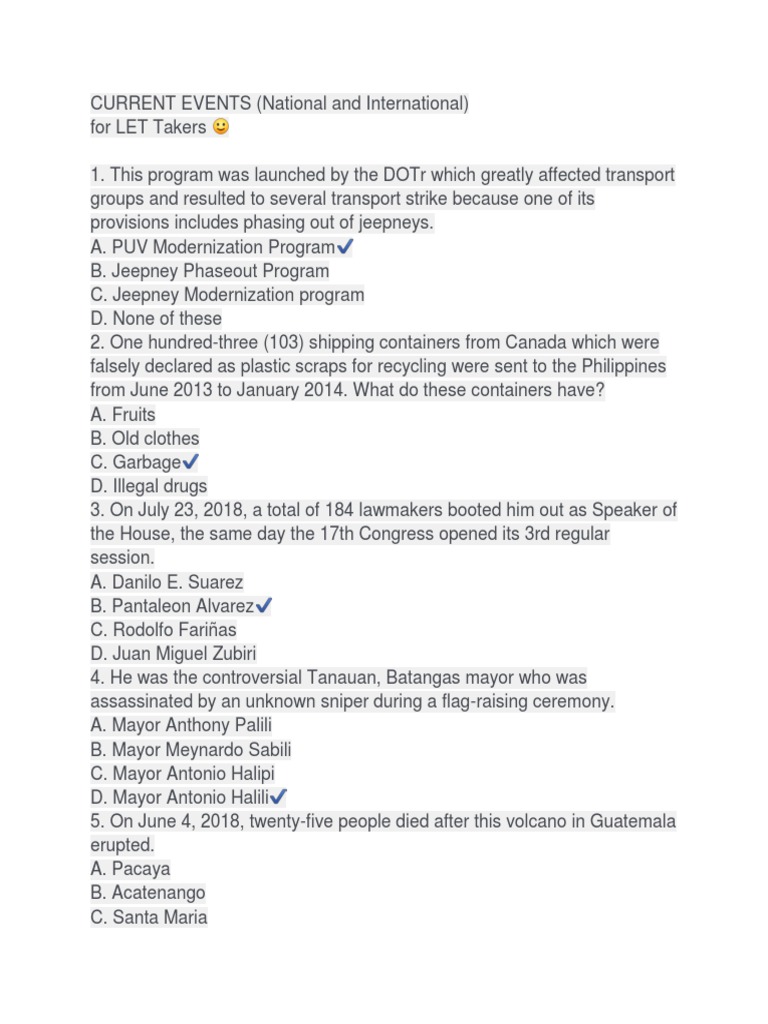 Current Events | PDF | Rodrigo Duterte | Philippines