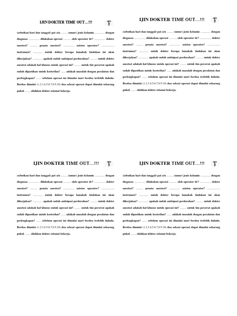 Prosedur Time Out Operasi | PDF