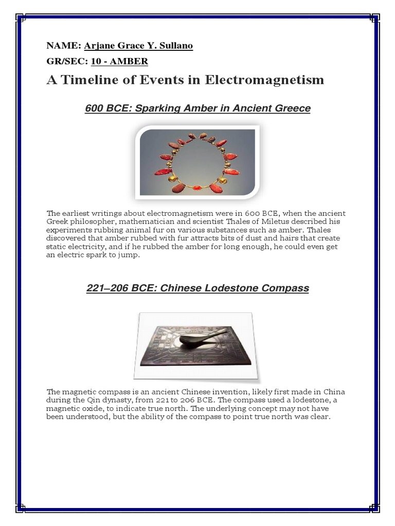 Electromagnetism: A Student's Timeline | PDF | Electric Charge ...