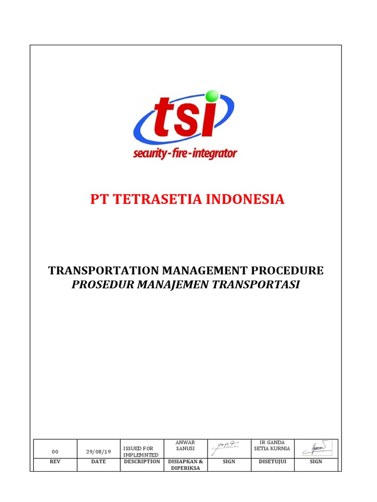 5.3 SOP Keselamatan Berkendara (Transportasi) PT TETRASETIA INDONESIA ...