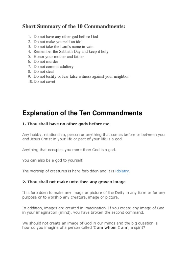 Explanation of The Ten Commandments | PDF | Ten Commandments | Religious Behaviour And Experience