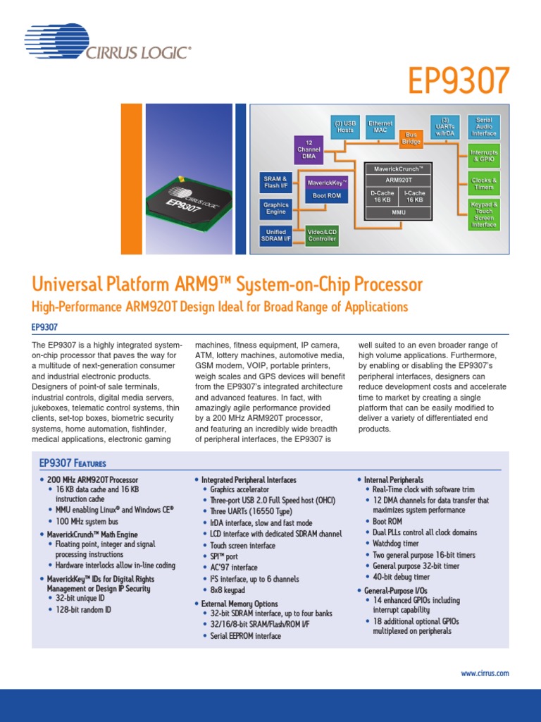 Universal Platform ARM9™ System-on-Chip Processor: High-Performance ARM920T Design Ideal For ...