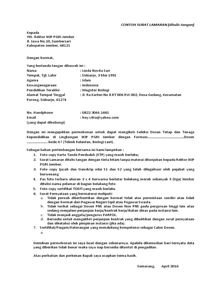 Contoh Surat Lamaran | PDF