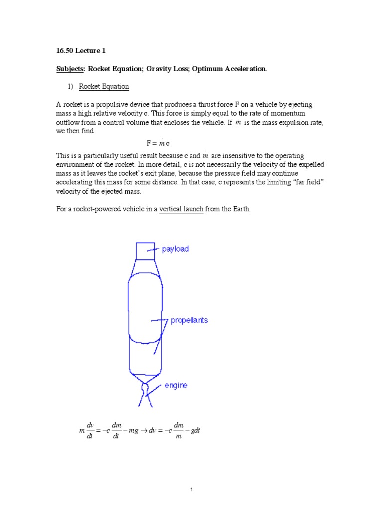 Subjects: Rocket Equation Gravity Loss Optimum Acceleration | PDF ...