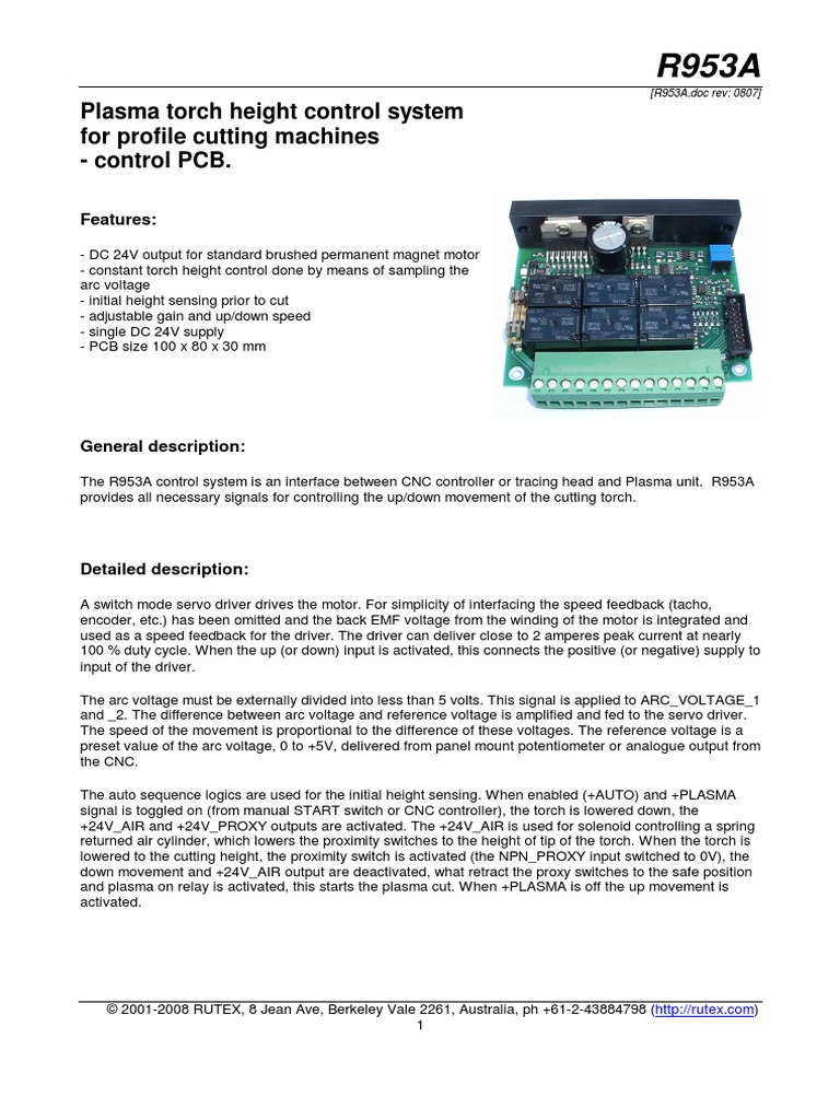 Torch Heigh Control PDF | PDF | Switch | Electric Motor