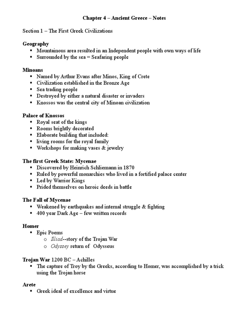 Chapter 4 - Ancient Greece - Notes | PDF | Ancient Greece | Sparta