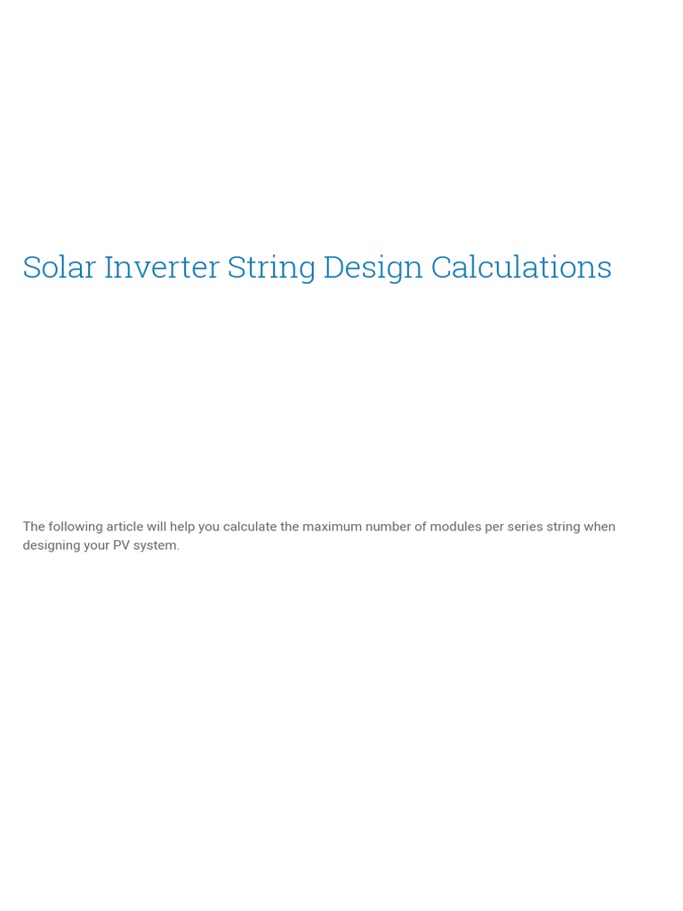 Solar Inverter String Design Calculations - CivicSolar | PDF | Solar ...