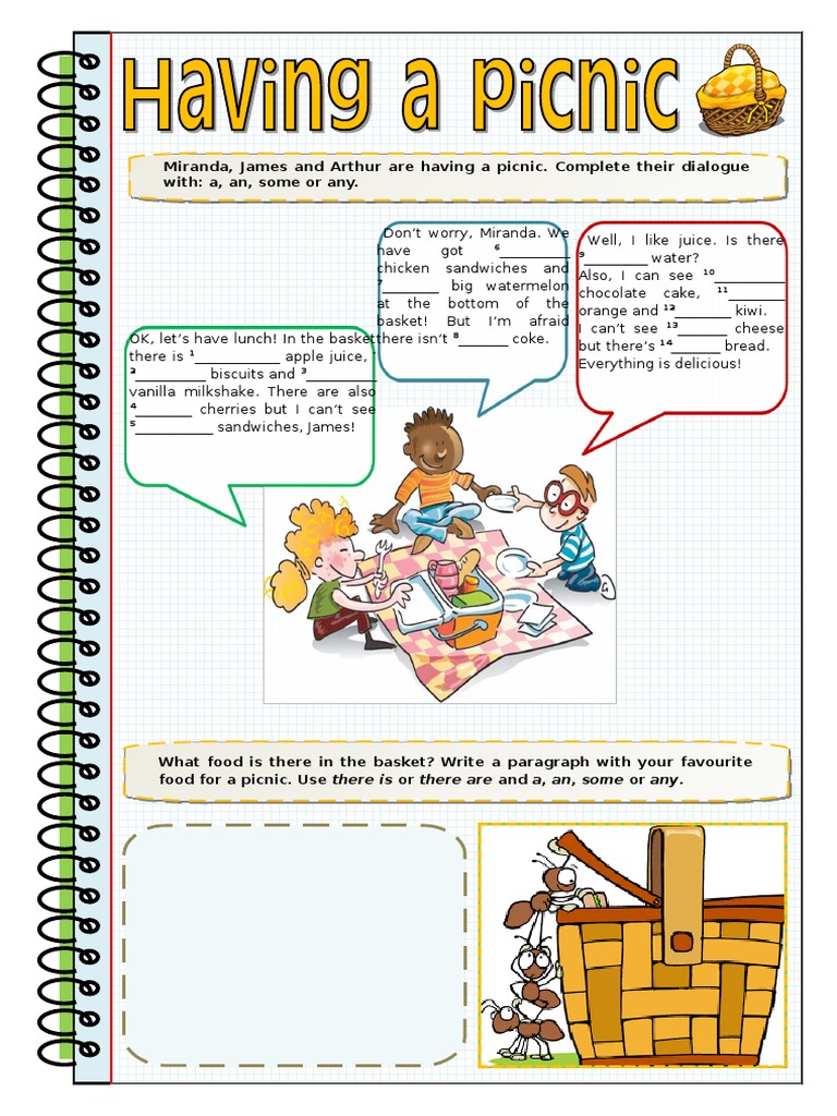 Having A Picnic A An Some or Any Grammar Drills Tests - 87747 | PDF | Foods
