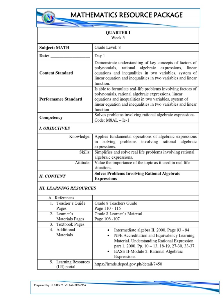DLP in Math | PDF | Fraction (Mathematics) | Equations