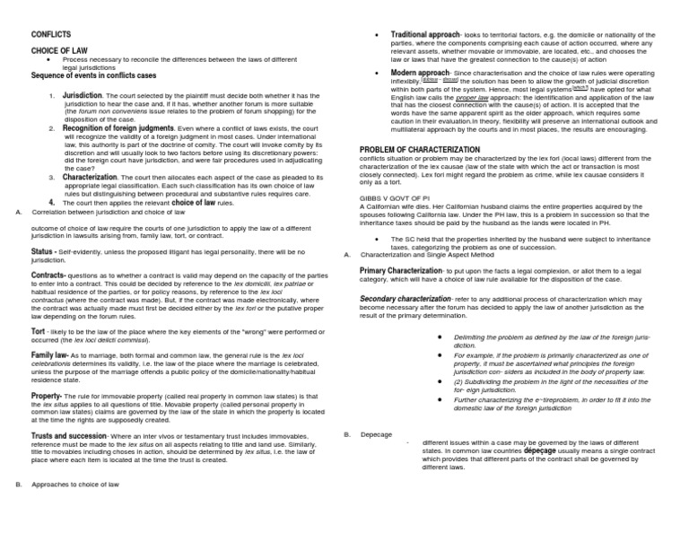 Conflicts PPT Script | PDF | Choice Of Law | International Law