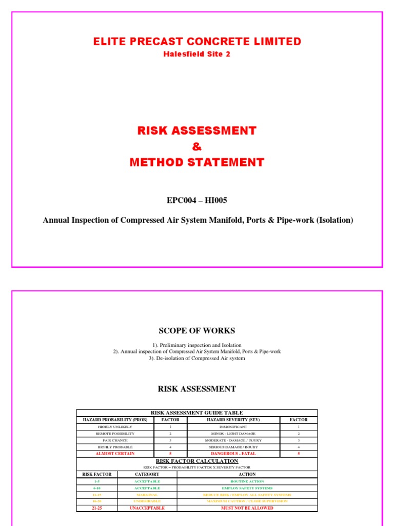 Elite Precast Concrete Limited: Risk Assessment & Method Statement ...