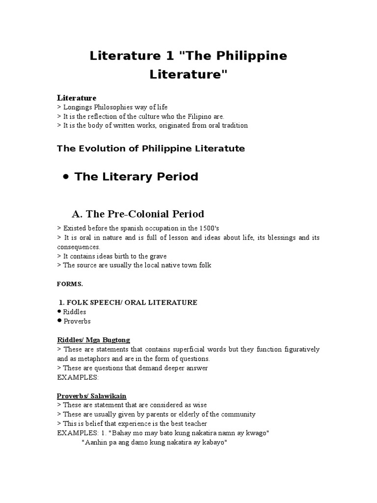 Literature 1 "The Philippine Literature" | PDF | Narrative | Philippines
