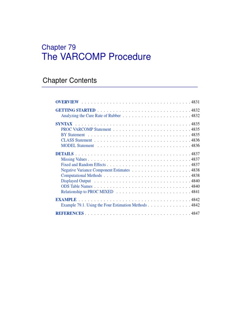 Variance Component Analysis in VARCOMP | PDF | Vector Autoregression ...