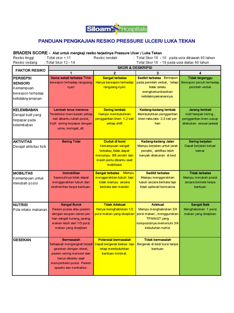 Panduan Penilaian Braden Score | PDF