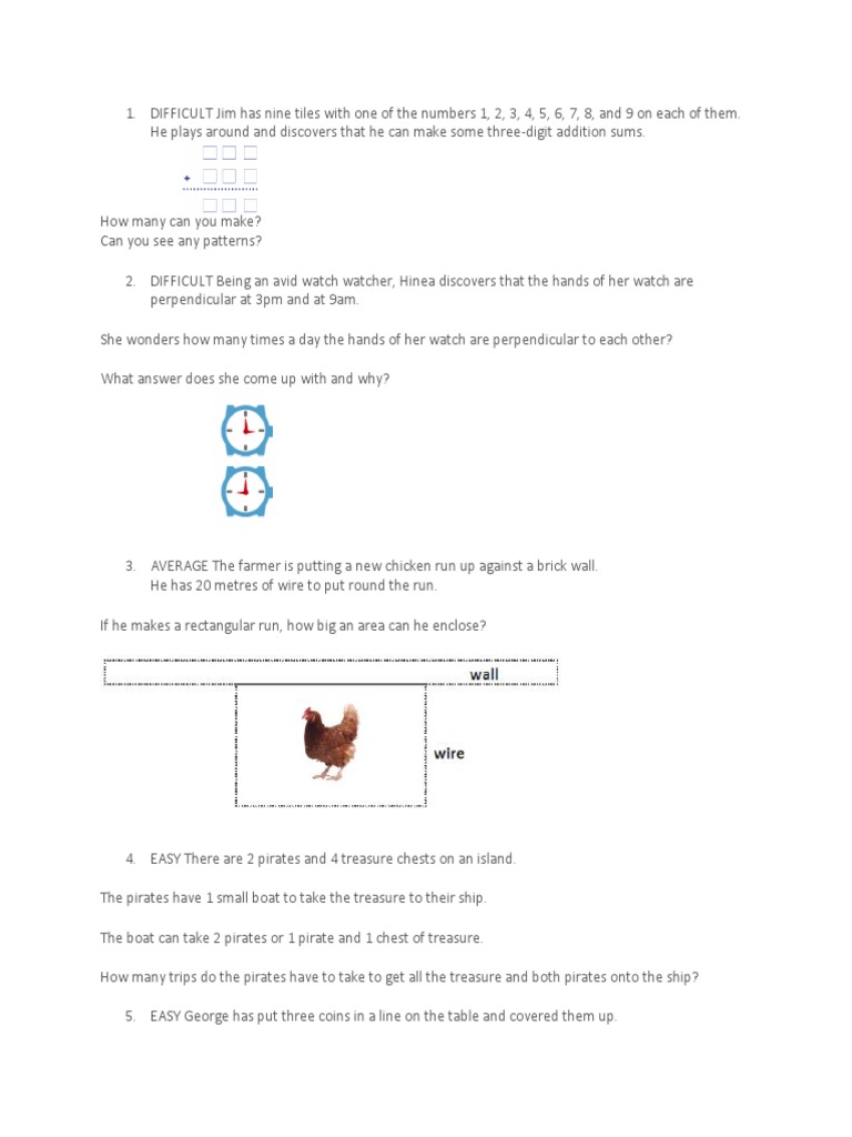 Math Questions For High School Students | PDF | Leisure