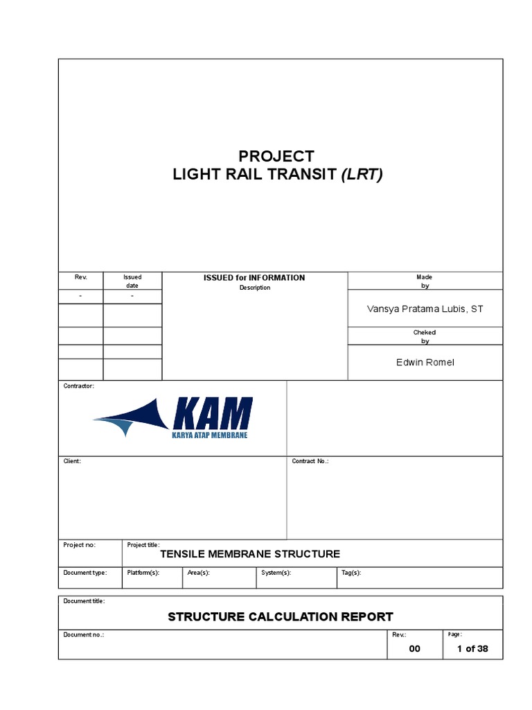 Project Light Rail Transit (LRT) : Structure Calculation Report | PDF ...