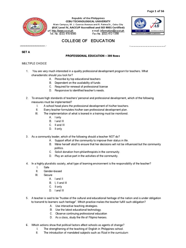 Dpe 101 Final Exam Part 3 | PDF | Teachers | Motivation