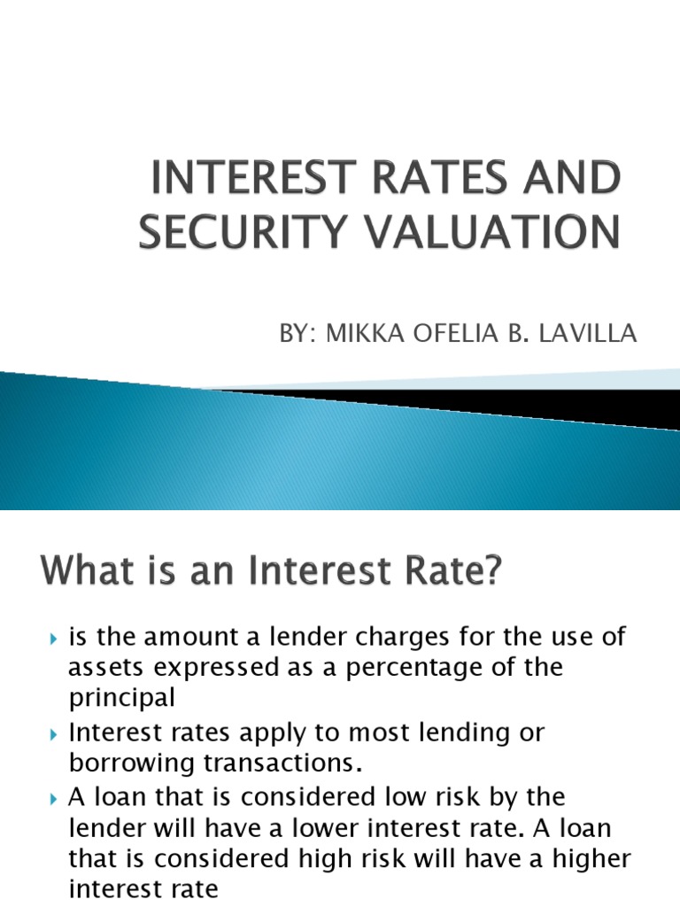 Interest Rate and Security Valuation | PDF | Book Value | Interest