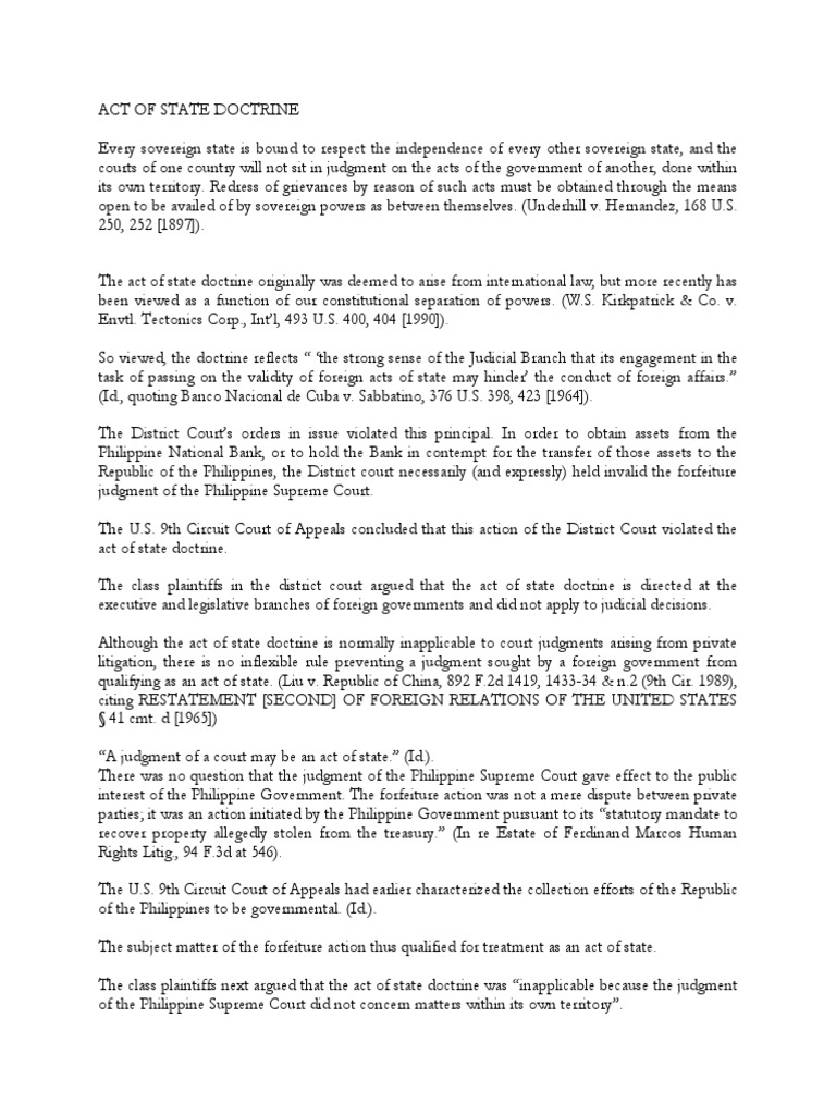 Act of State Doctrine Explained | PDF | Public Law | Justice