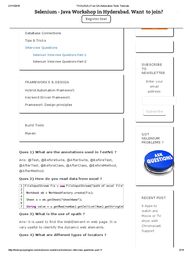 TOOLSQA - Free QA Automation Tools Tutorials Part 1 | PDF | Selenium (Software) | Computing