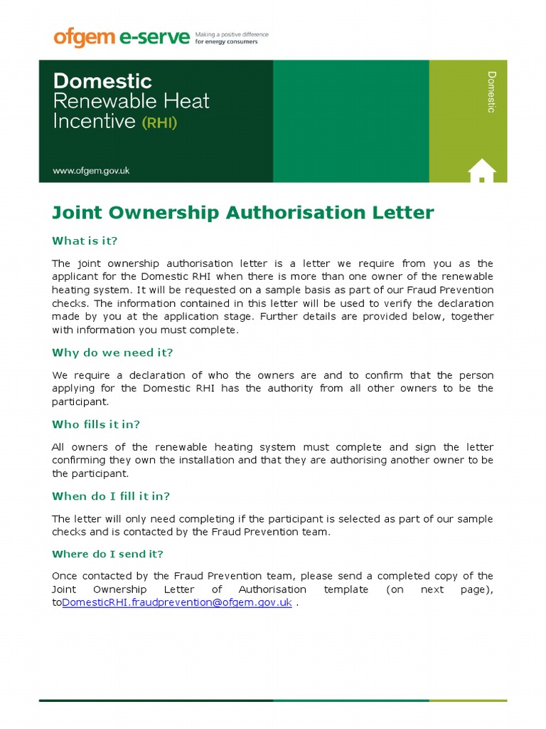 Joint Ownership Authorisation Letter Domestic Rhi 0 | PDF | Cyberspace ...