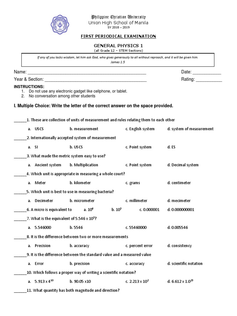 1st Periodical Exam | PDF | Weight | Acceleration