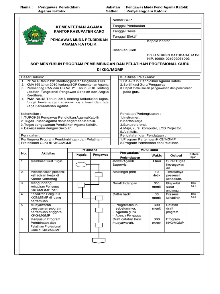 Sop Pengawas Pendidikan Agama Katolik | PDF