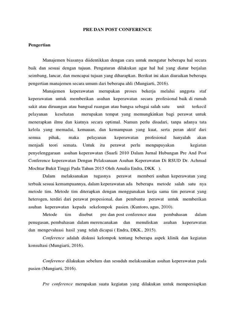 Pre Dan Post Conference | PDF | Karier & Perkembangan