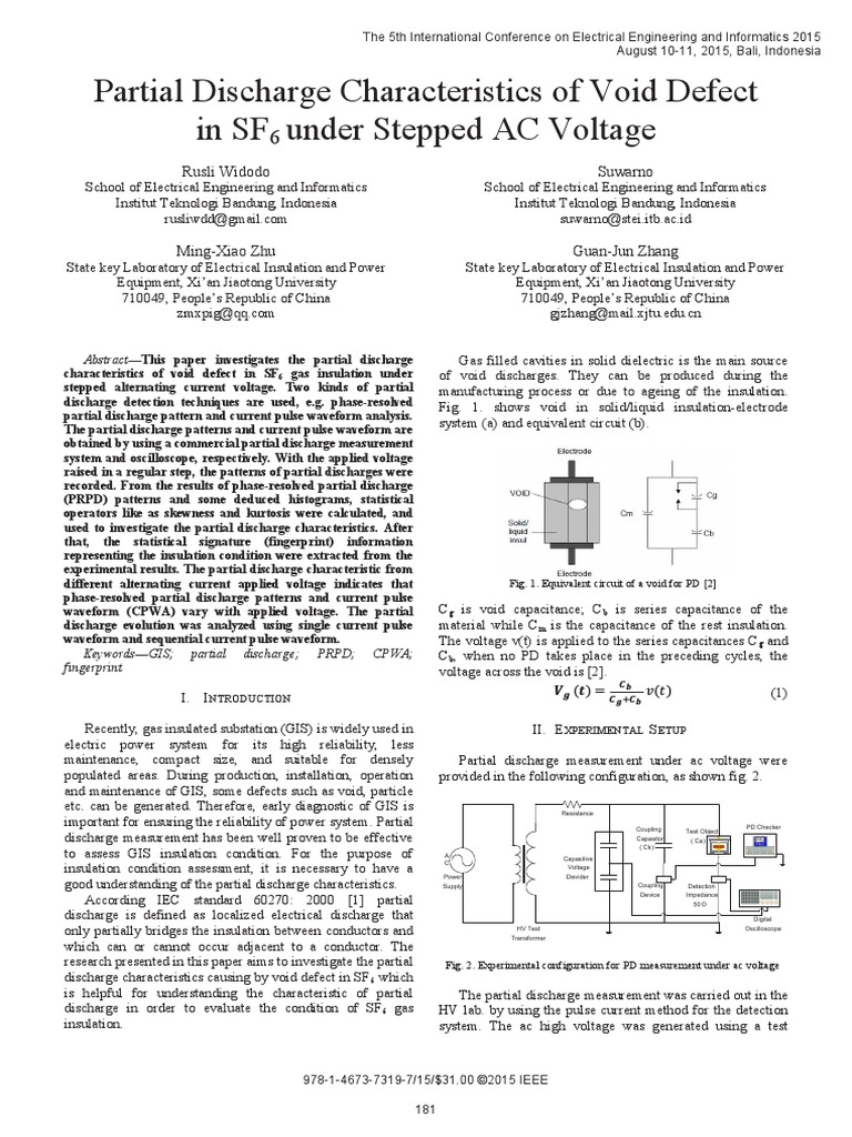 Partial Discharge Characteristics of Void Defect in SF Under Stepped AC ...