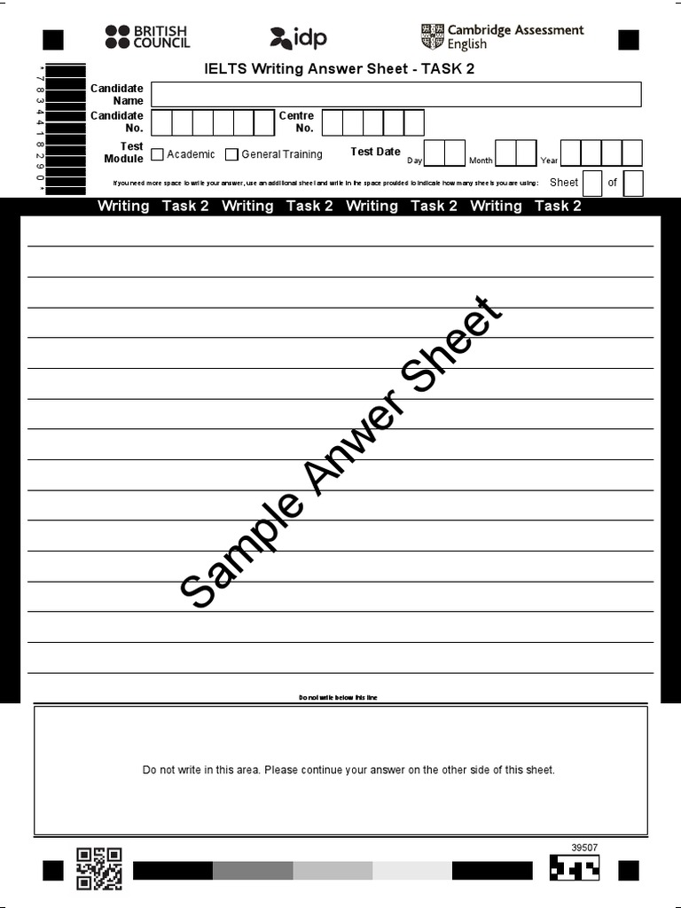 General Writing Answer Sheet Task 2 PDF | PDF | Standardized Tests ...