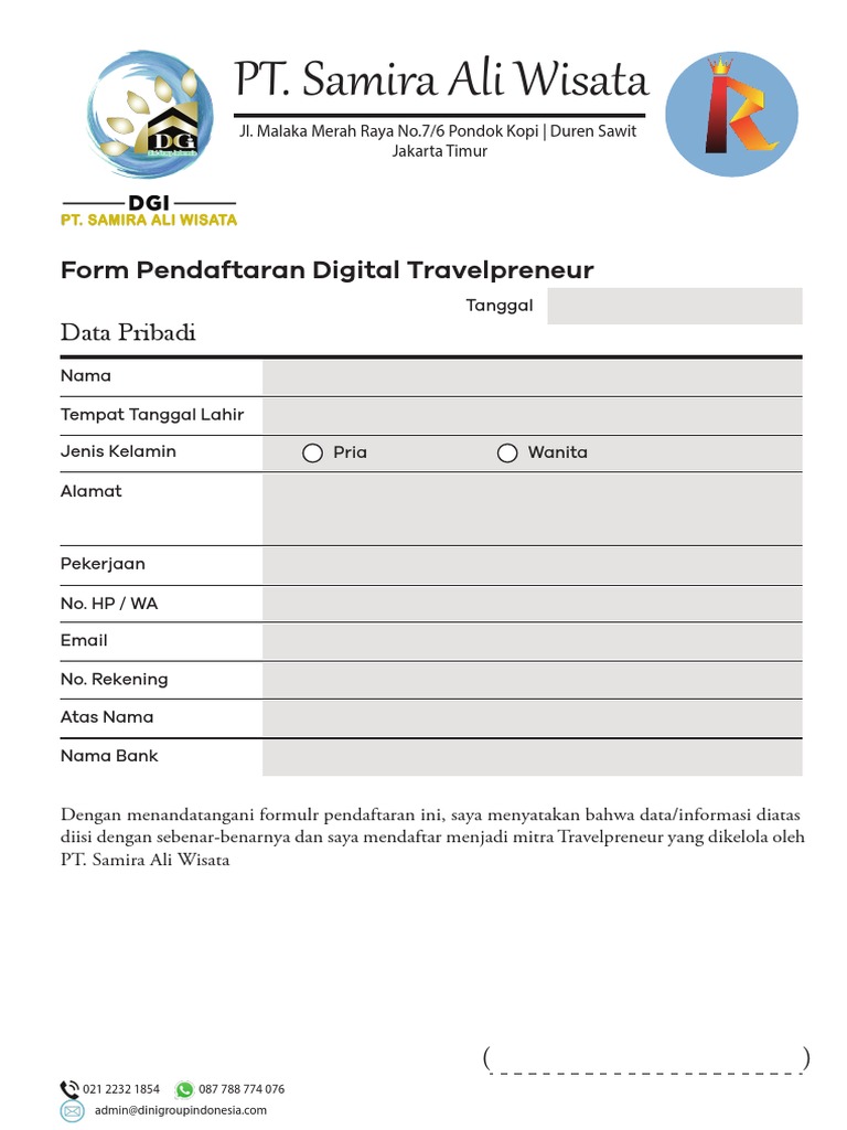 Contoh Registration Form 0.8 | PDF | Bisnis | Hukum
