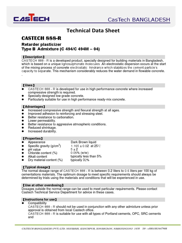 Castech 888-R PDF | PDF | Concrete | Applied And Interdisciplinary Physics