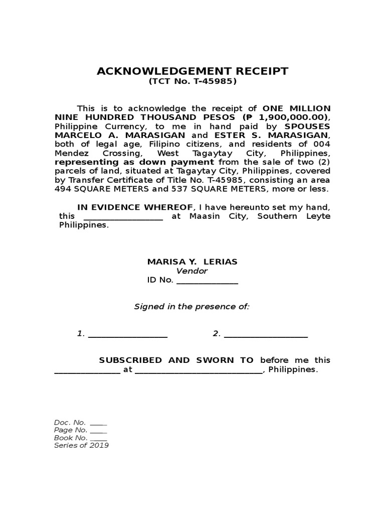 Acknowledgment Receipt | PDF