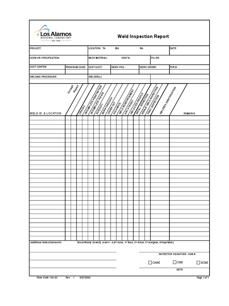 Weld Inspection Report: CC Ep T R Ej Ec T | PDF | Welding | Construction