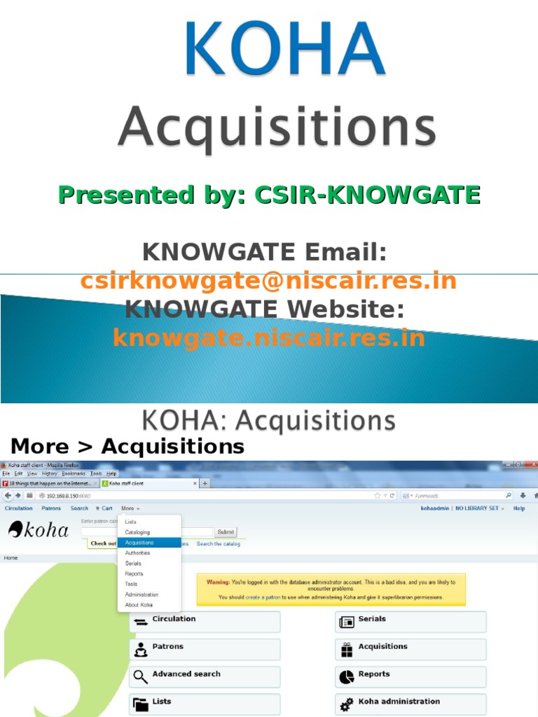 06 KOHA Acquisitions | Download Free PDF | Libraries | Computing