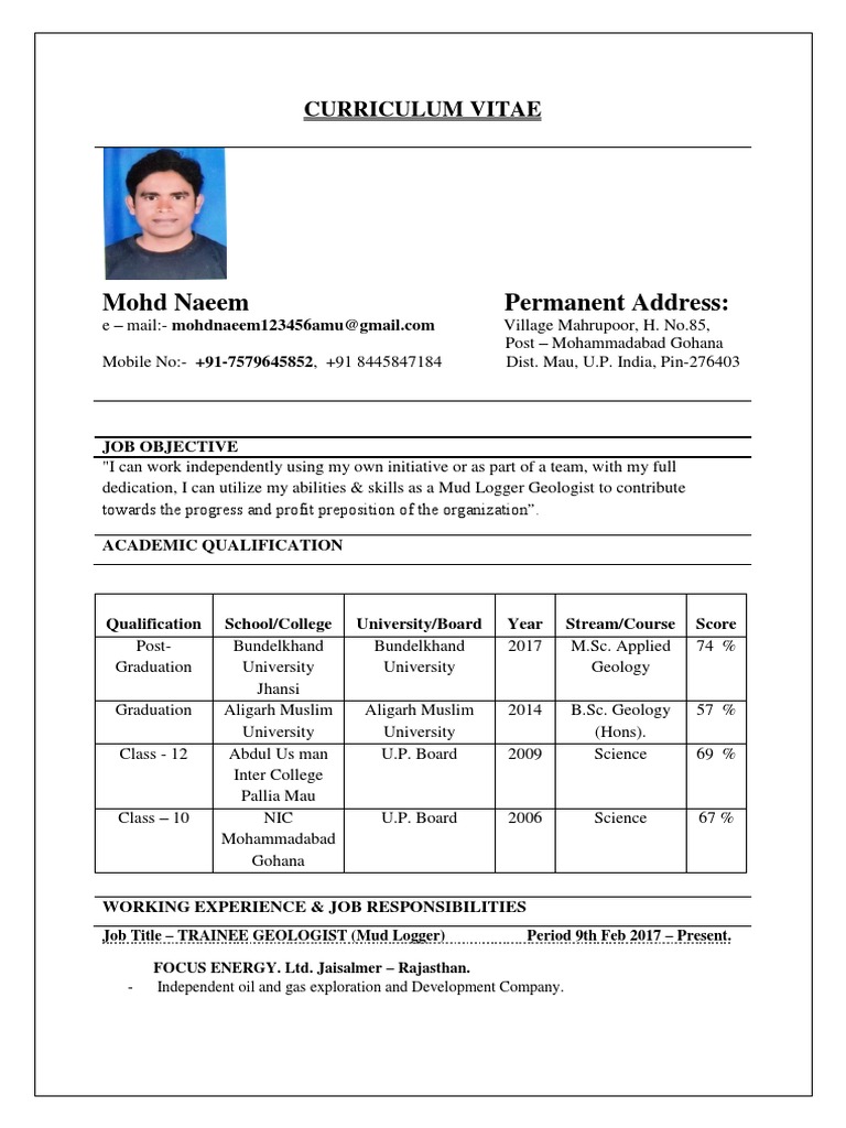 Mohd Naeem Permanent Address | PDF | Geology