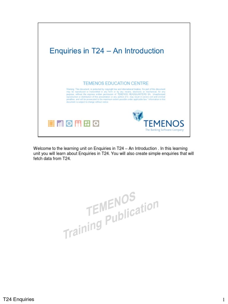 T24 Enquiries Guide: Create & Execute Simple Reports in T24 Banking Software | PDF | Hyperlink ...