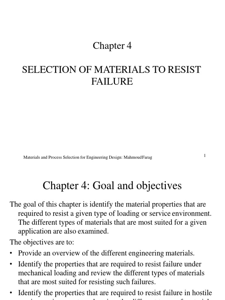 Selection of Materials To Resist Failure: 1 Materials and Process ...