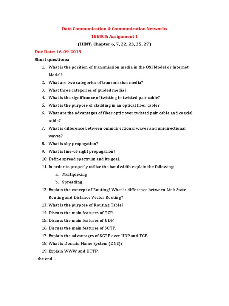 Data Communication Networks Assignment Guide | PDF