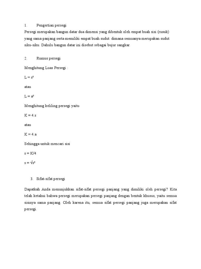Pengertian Persegi | PDF
