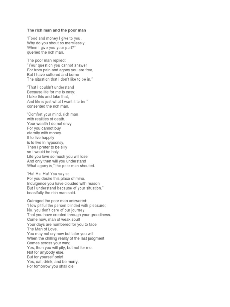 The Rich Man and The Poor Man | PDF